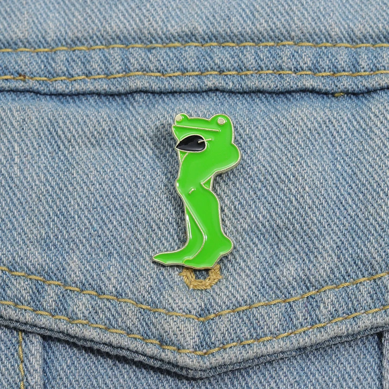 Cartoon-Frog-Enamel-Pins-Custom-Green-Legs-Brooches-Lapel-Badges-Animal ...