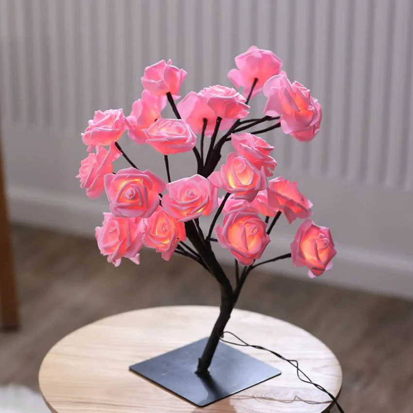 24-LED-Rose-flower-Lamp-for-Wedding-Decorations-Rose-Light-Tree-Mother ...