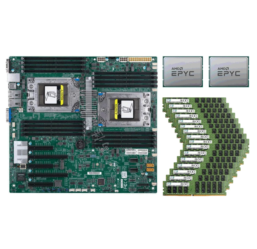 Supermicro H11DSi-NT Motherboard +2x AMD EPYC 7K62 48 Cores CPU +512GB ...