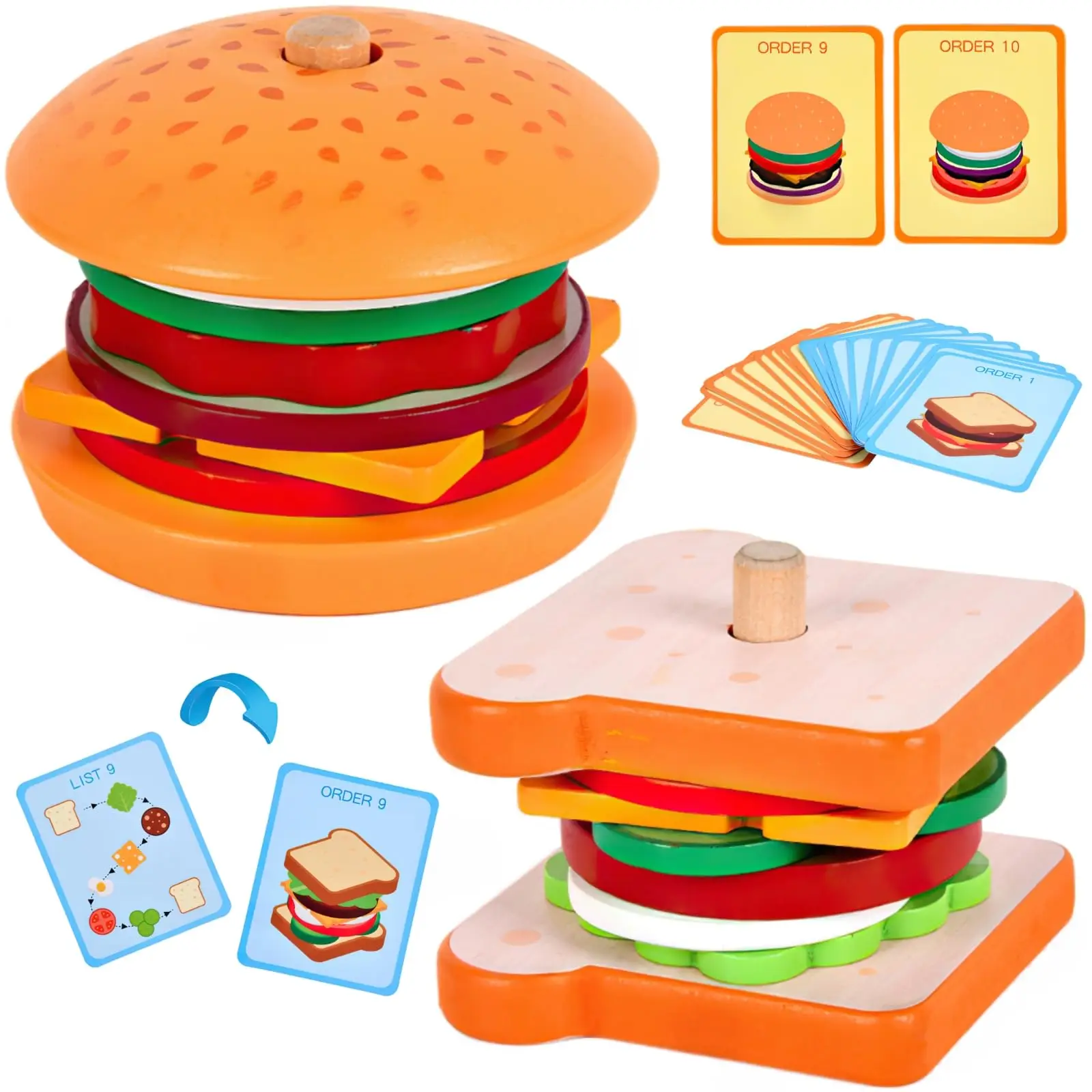 Wooden-Burger-Sandwich-Stacking-Toys-for-Kids-Play-Food-Toy-for ...