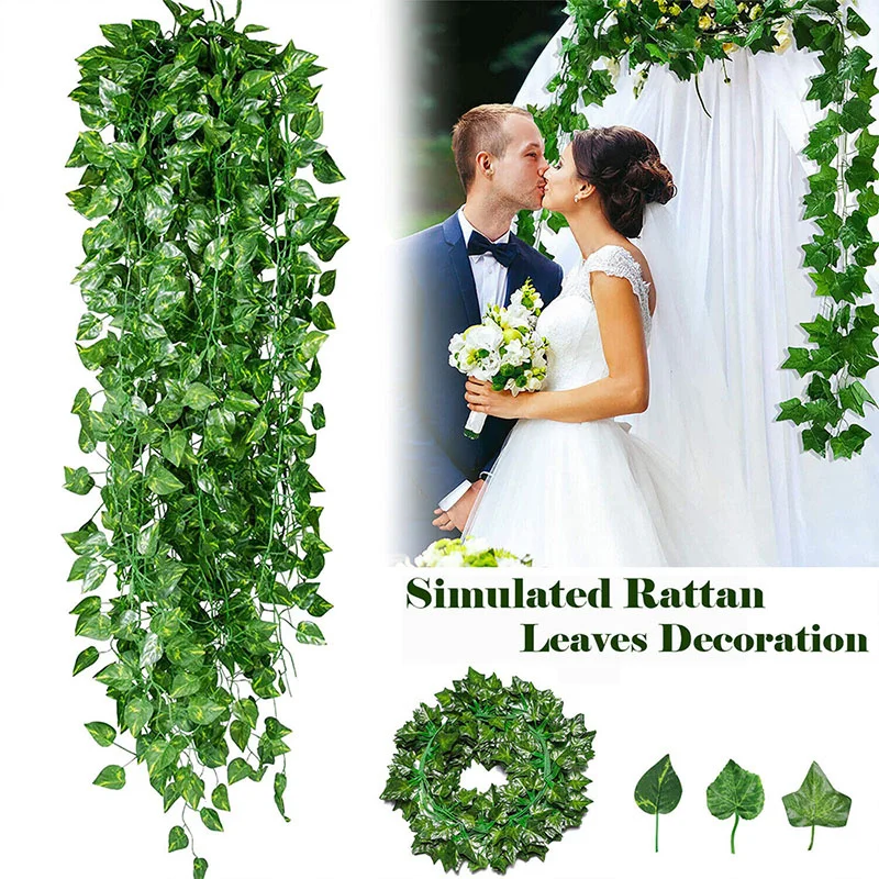 2m artificial hera videira planta folha garland decoração de casa verde ...