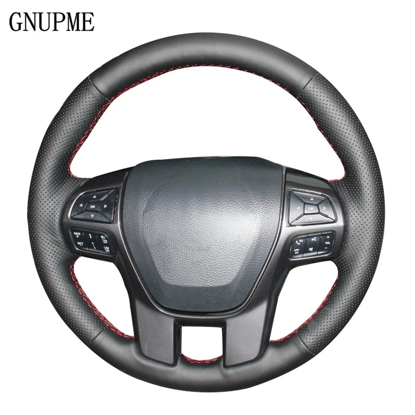 Black-Artificial-Leather-Hand-stitched-Car-Steering-Wheel-Cover-for ...