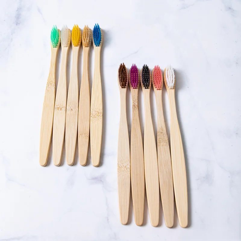 2pcs Natural Colorful Toothbrush Eco Soft Bristle Bamboo Toothbrush ...