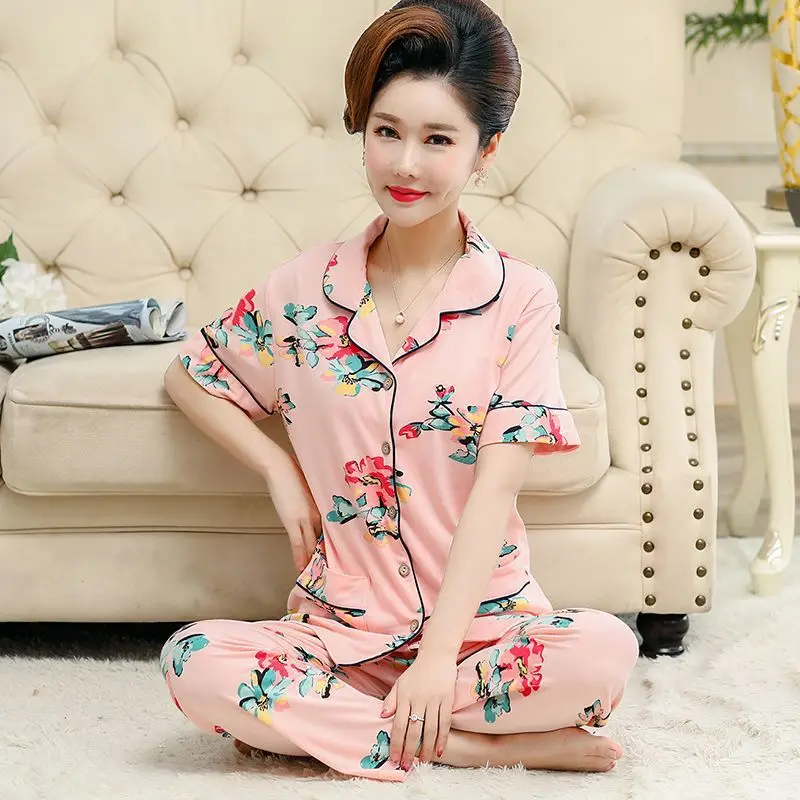 Autumn-Long-Sleeve-Sleepwear-Women-2-Piece-Set-Outfit-Pyjama-Cotton ...