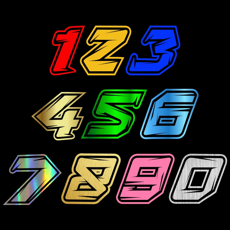 HungMieh-0-9-Number-Racing-Car-Decals-Motorcycle-Stickers-3D-Vinyl ...