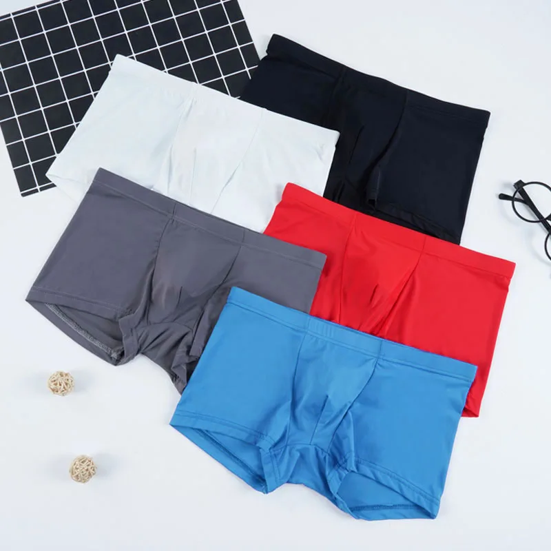 4Pcs Men Sexy Summer Ice Silk Seamless Underwear Men's Boxers Shorts ...