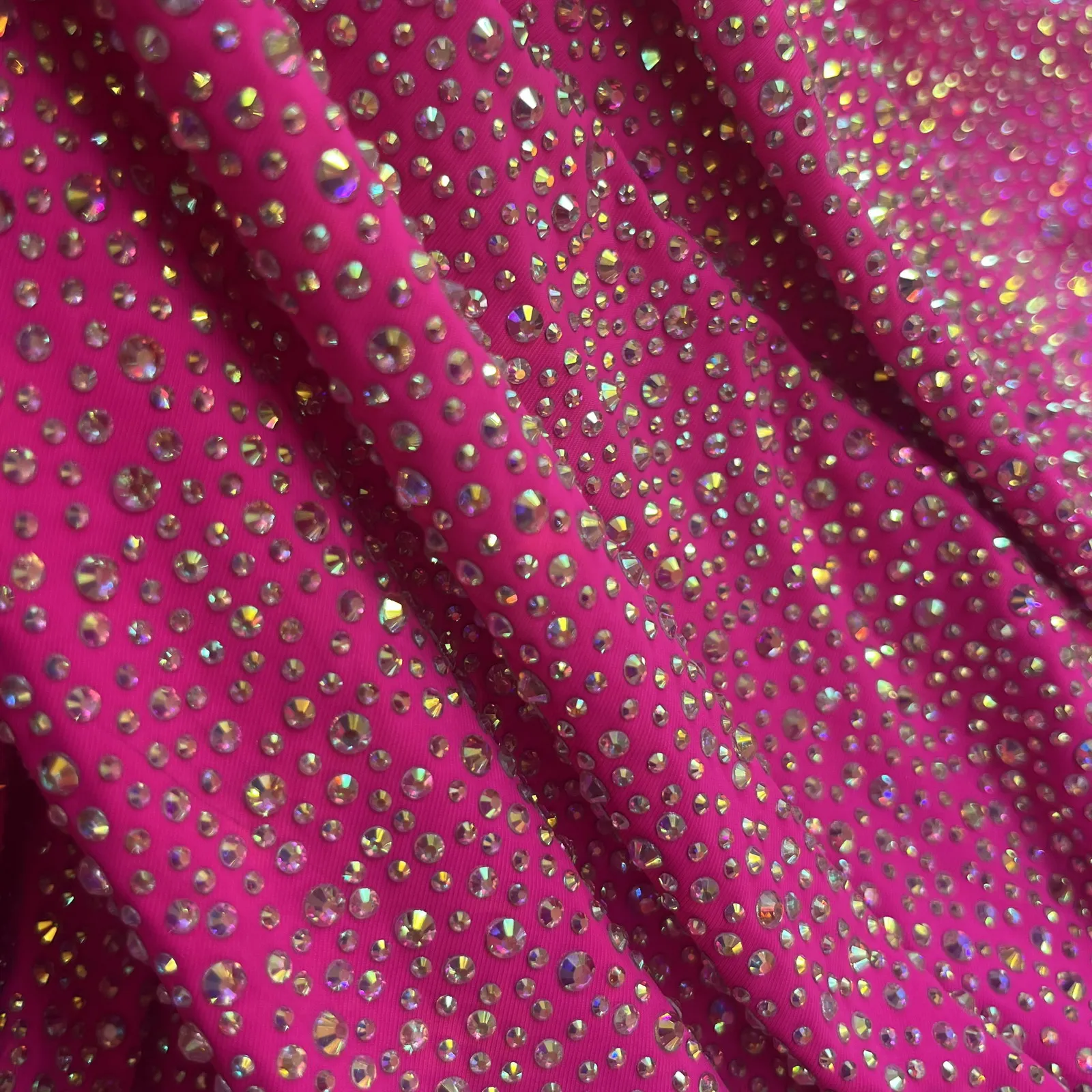 Crystal AB Fabric Material By the Yard Rhinestones Hotfix Glass Stones ...