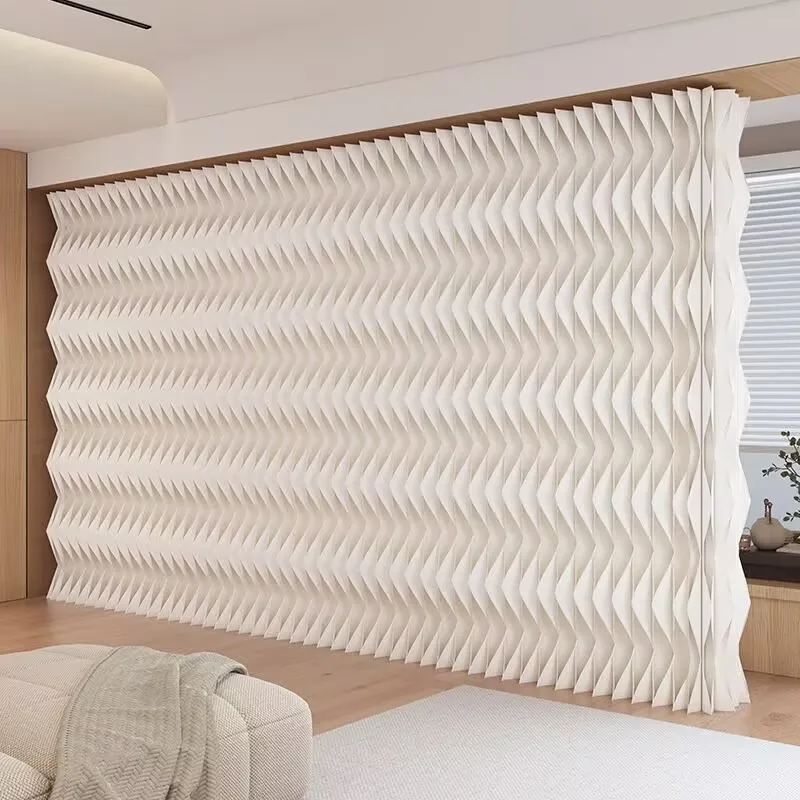 Creative Home Decor Water Wave Retractable Paper Wall Screen Room ...