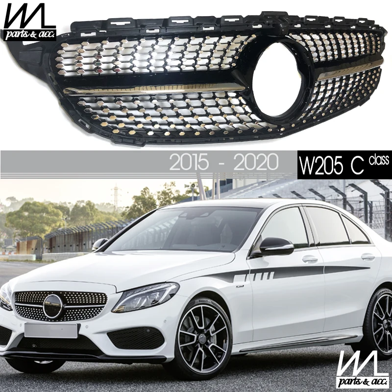 W205-Diamond-Front-Grille-for-Mercedes-Benz-C-Class-C205-2015-2020-C200 ...