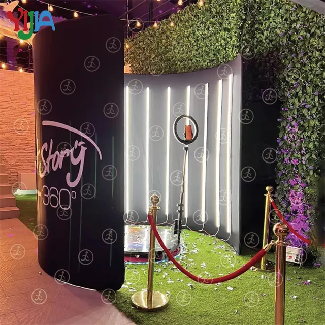 Portable 360 Spin Photo Booth Backdrop 360 Photo Booth Enclosure LED ...