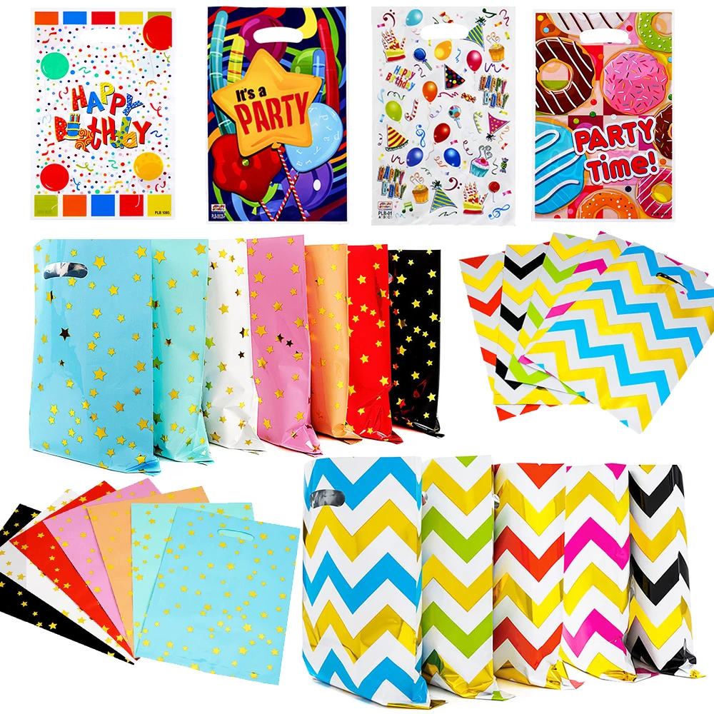 10Pcs Printed Gift Bags Plastic Candy Snack Packing Bags Wedding ...