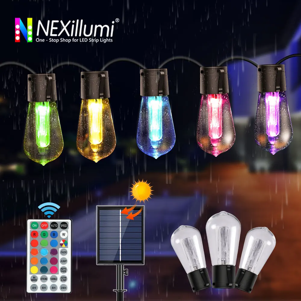 S14 Outdoor Light String, Solar/USB Upgrade RGB Colorful Synchronous ...