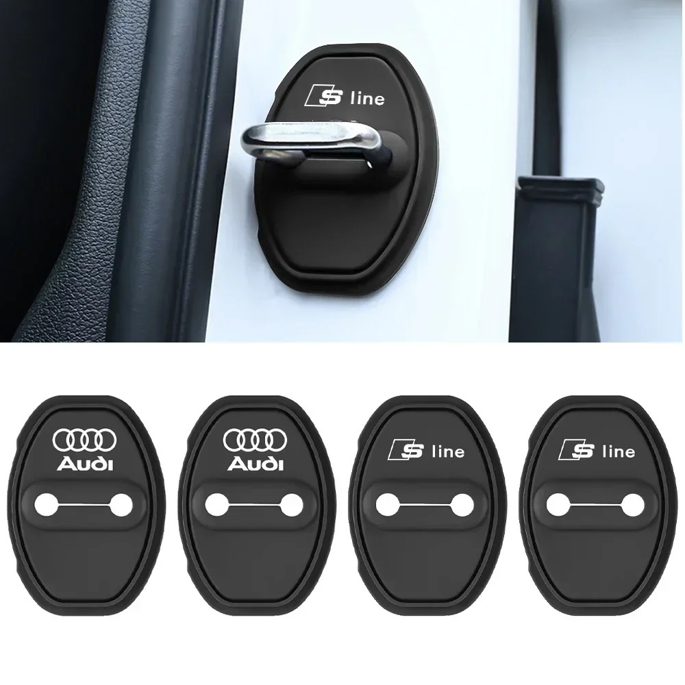 2/4Pcs Silicone Car Door Lock Cover Protective Decoration Case For Audi ...