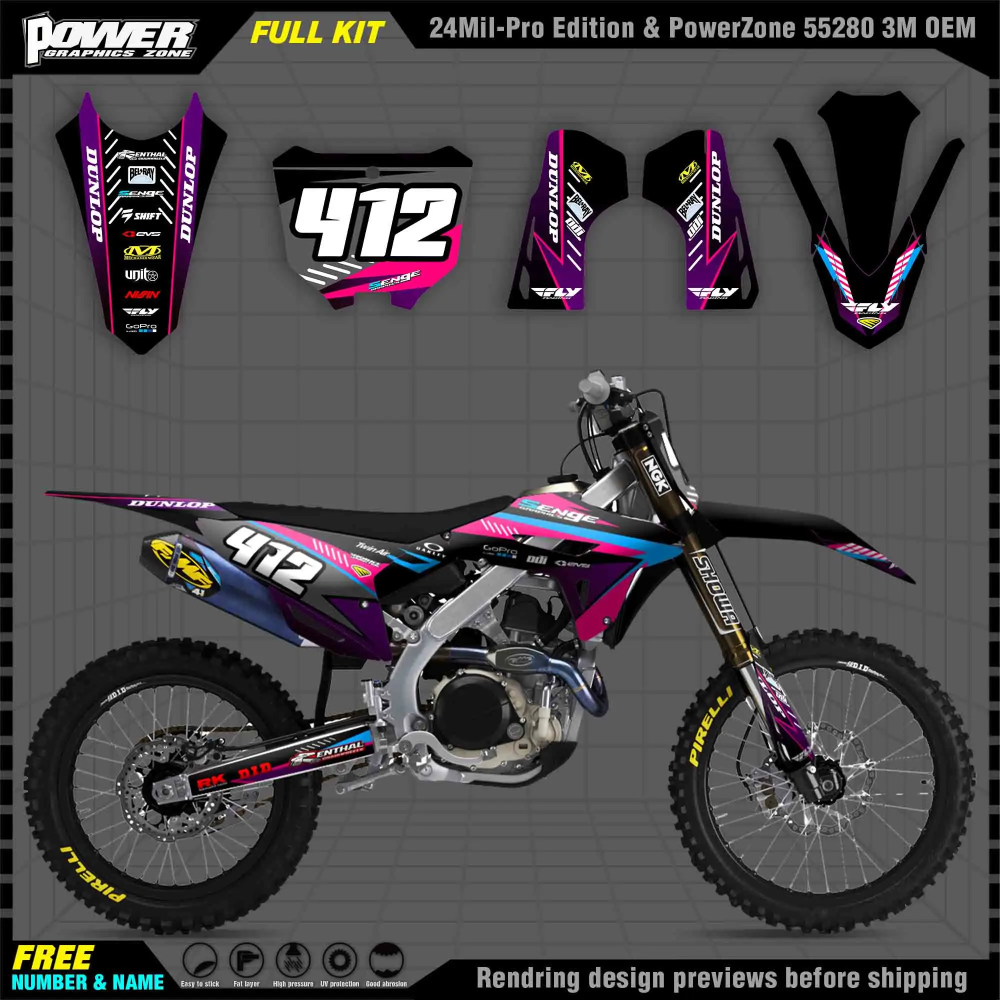 Powerzone Custom Team Graphics Backgrounds Decals Stickers Kit For ...