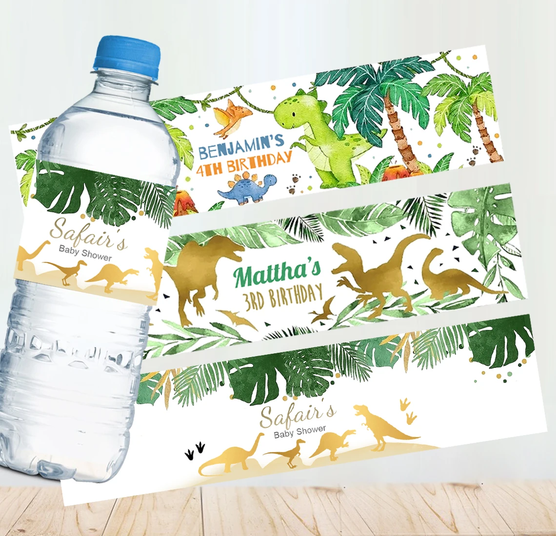 Dinosaur Birthday Water Bottle Label Custom Drink Sticker Baby Shower ...