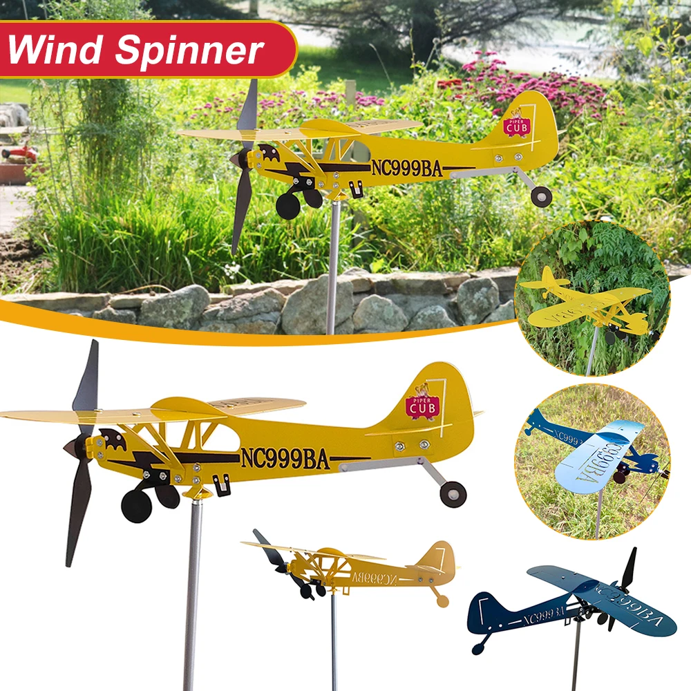 3D-Piper-J3-Cub-Vento-Spinner-Plane-Metal-Avi-o-Weather-Vane-Outdoor ...