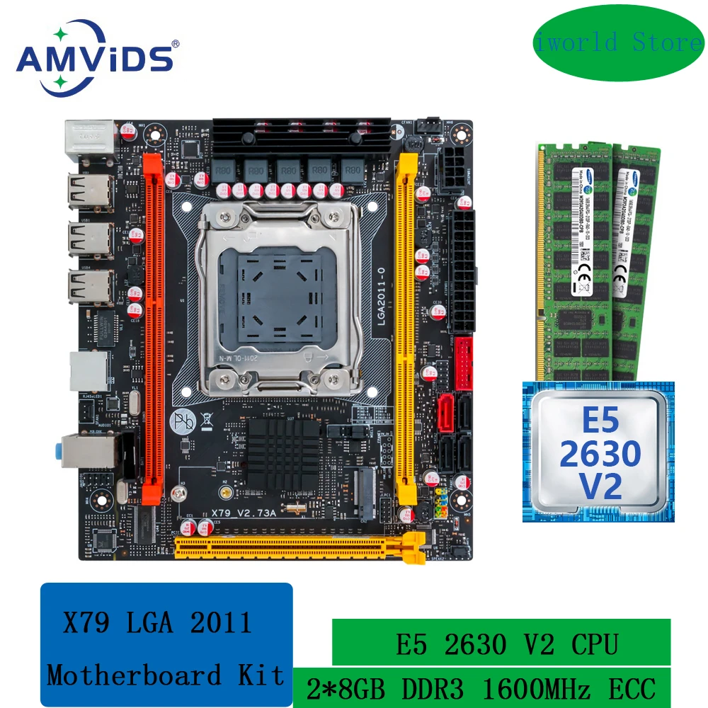 X79 LGA 2011 XEON Motherboard Kit with Intel E5 2630 V2 CPU and 2*8GB DDR3 1600MHz RECC Memory ...