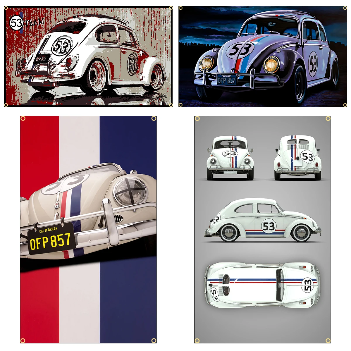 Herbie Beetle 53 High-Quality Polyester Car Flag 60x90/90x150 Cm ...