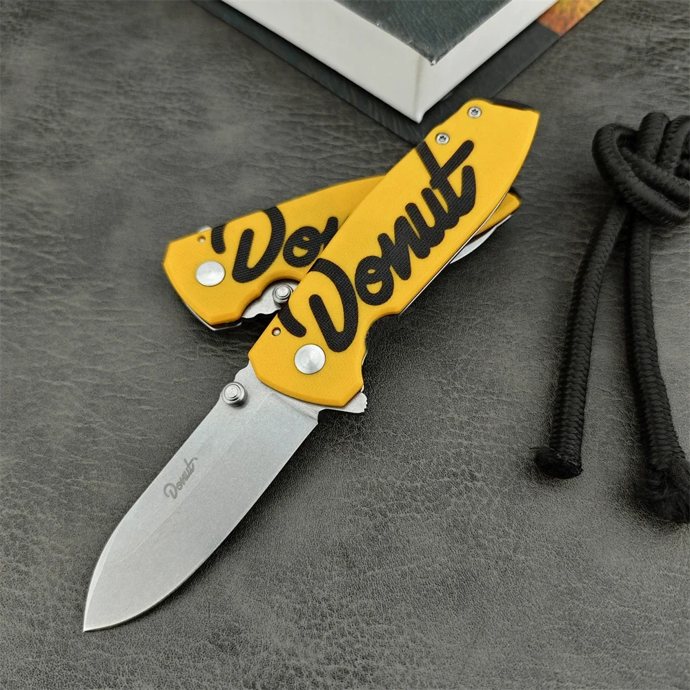 High-Quality-Donut-Squid-Stonewashed-Folding-Knife-D2-Blade-G10-Handle ...