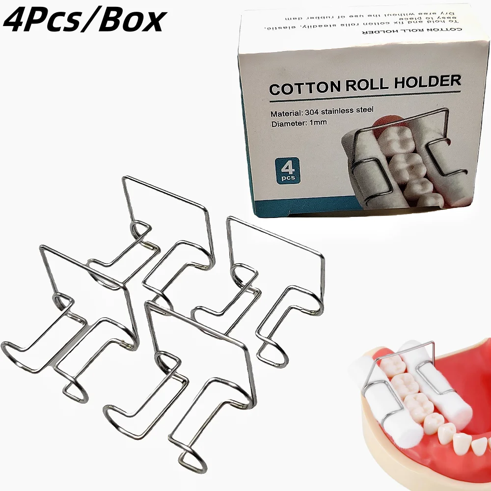 Dental-4Pcs-Box-Cotton-Roll-Holder-Clip-Orthodontic-Stainless-Steel ...
