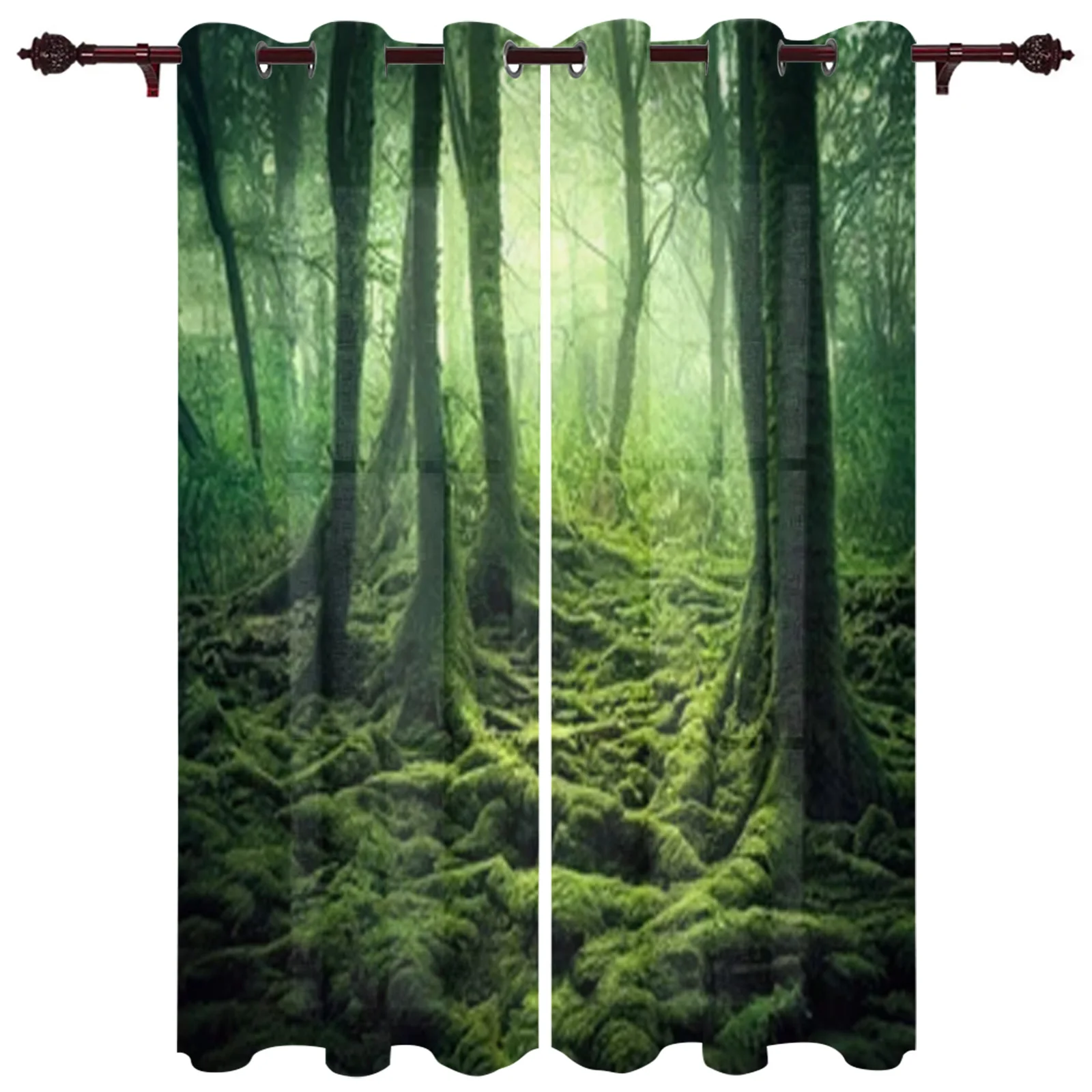 Mystical-Green-Forest-Window-Curtains-For-Living-Room-Luxury-Bedroom ...