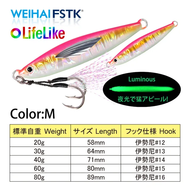Rattle sounds metal Jig Fishing Lure 20 30 40 60 80G Shore Cast Jigging ...