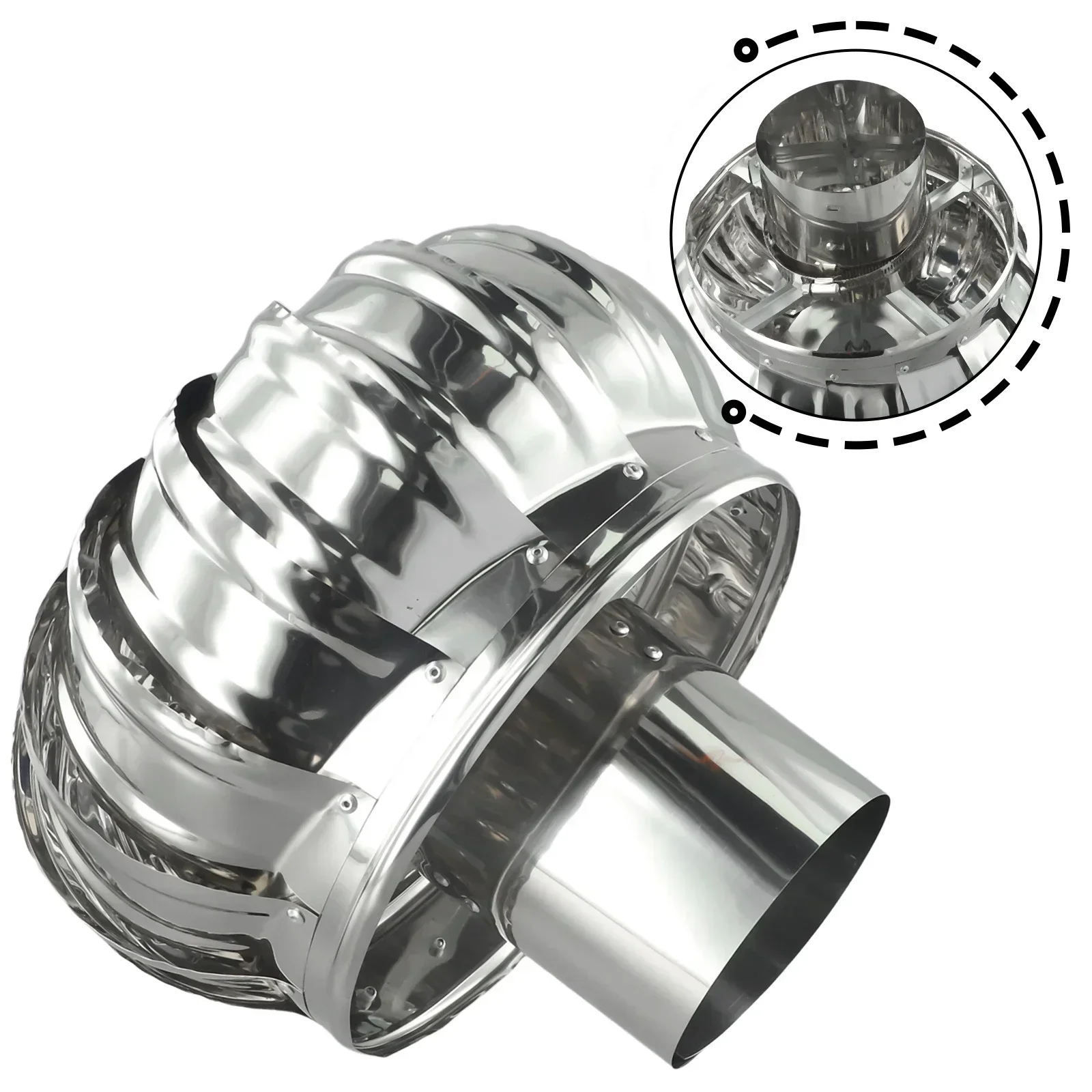 Rotating Stainless Steel Chimney Cowl Cap Protects Flue Pipe Wind Ball ...