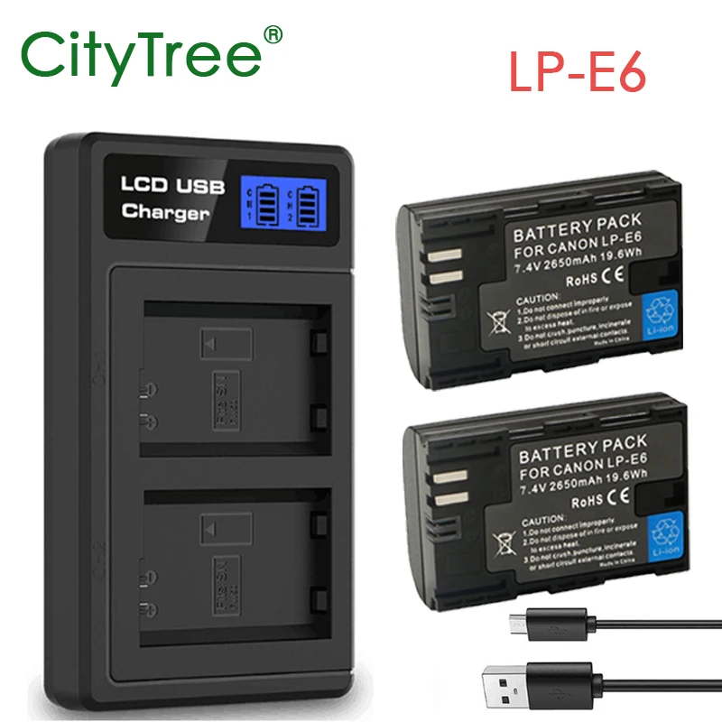 2650mAh-LP-E6-LPE6-LP-E6-LP-E6N-Battery-LCD-USB-Dual-Charger-for-Canon ...