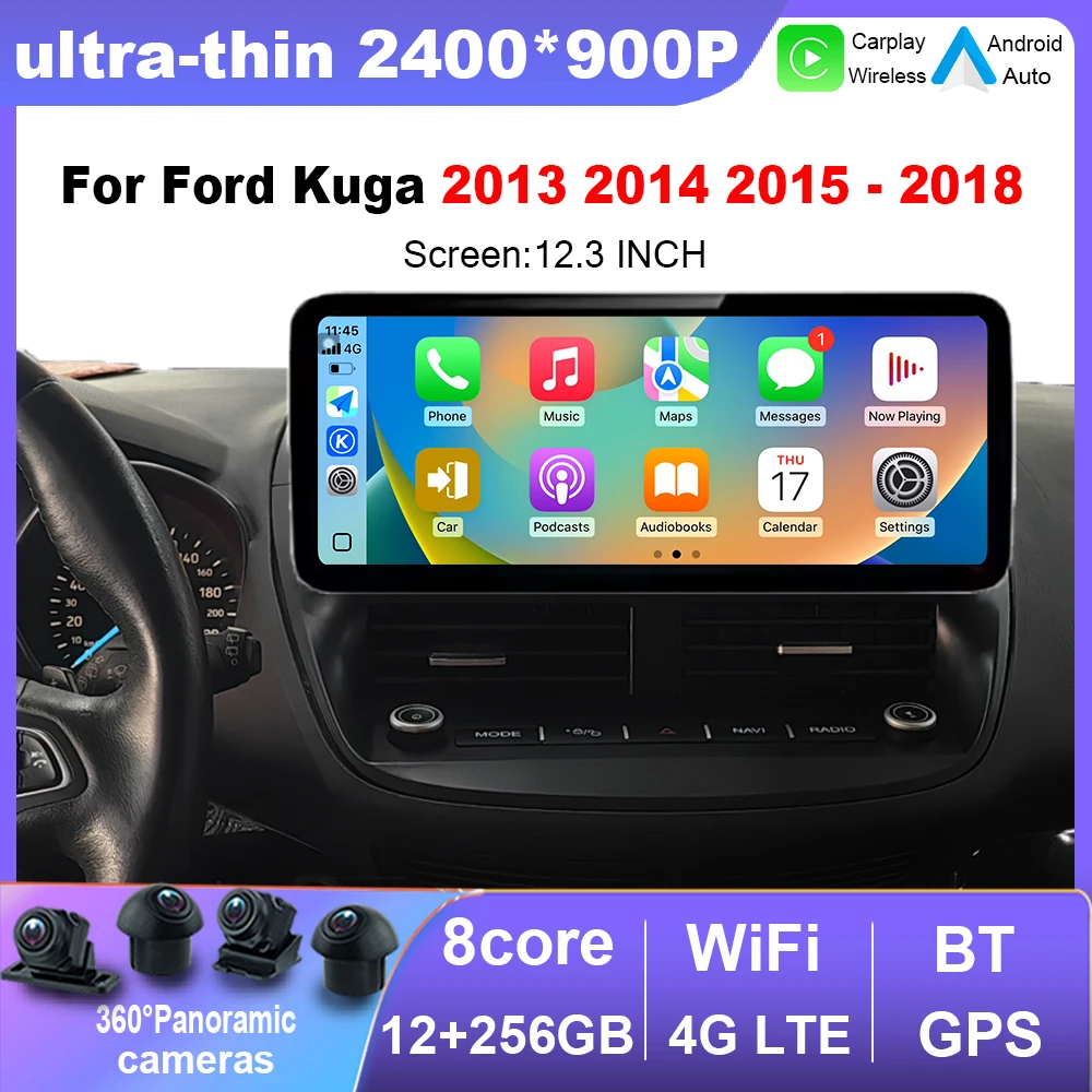 For Ford Kuga 2013 2014 2015 2016-2018 QLED Multimedia Video Player ...