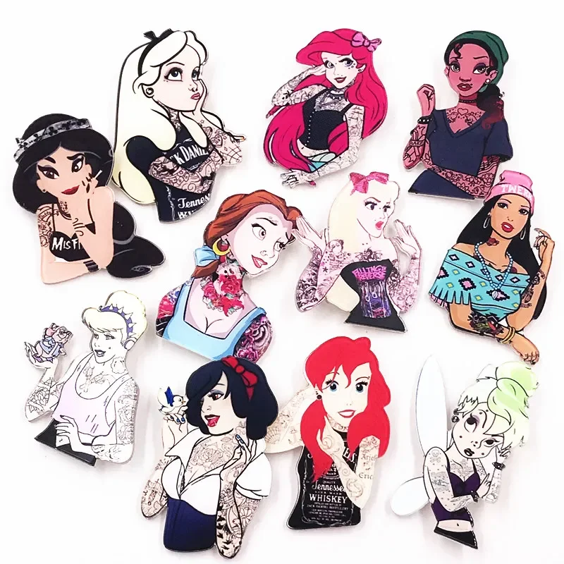 1PCS-Hot-Selling-Cartoon-Acrylic-Badge-Disney-Princess-Alice-Jasmine ...