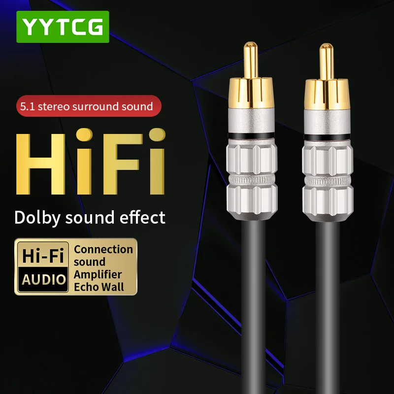 HIFI-5-1-Audio-Cable-OFC-Coaxial-Digital-RCA-Male-To-RCA-Male-Stereo ...