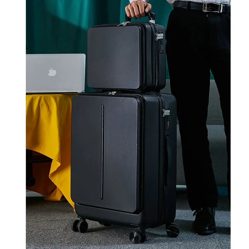 Front-Opening-Laptop-Suitcase-Universal-Wheel-Luggage-with-Handbag ...