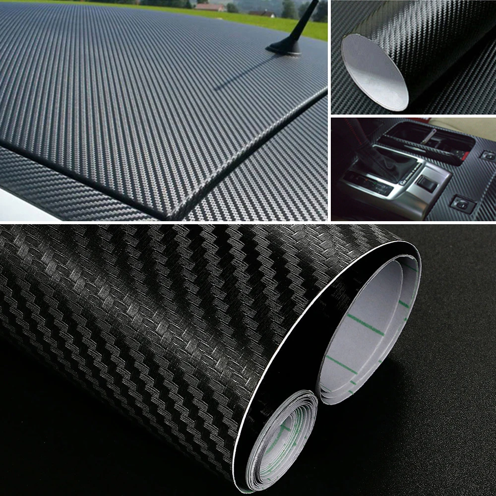 30*127cm Car Stickers and Decals 3D Carbon Fiber Vinyl Wrap Sheet Roll ...
