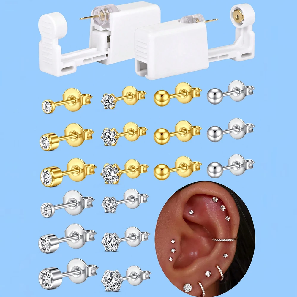 2-4pcs Ear Piercing Kit Disposable Ear Piercing Gun Kit Self Piercing ...