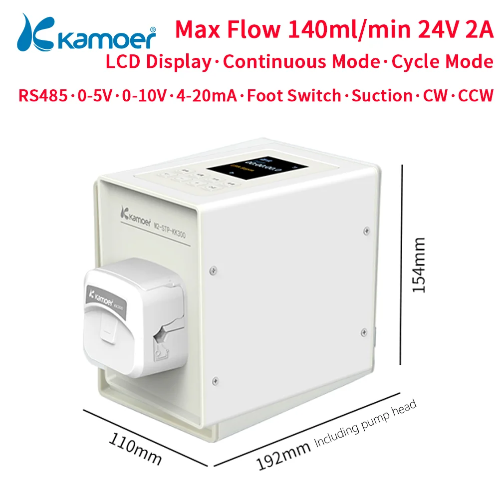 Kamoer 140ml/min M2-STP-KK300 Adjustable Peristaltic Pump 24V High Precision Stepper Dosing Pump ...