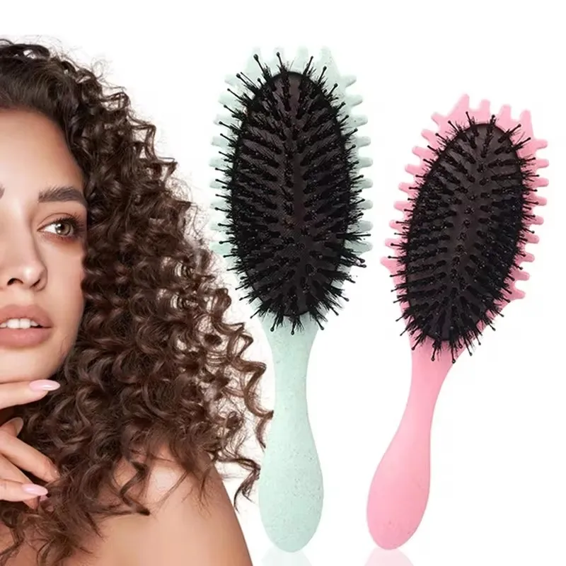 Curl-Define-Styling-Brush-Boar-Bristle-Detangling-Hair-Brush-Tangled ...