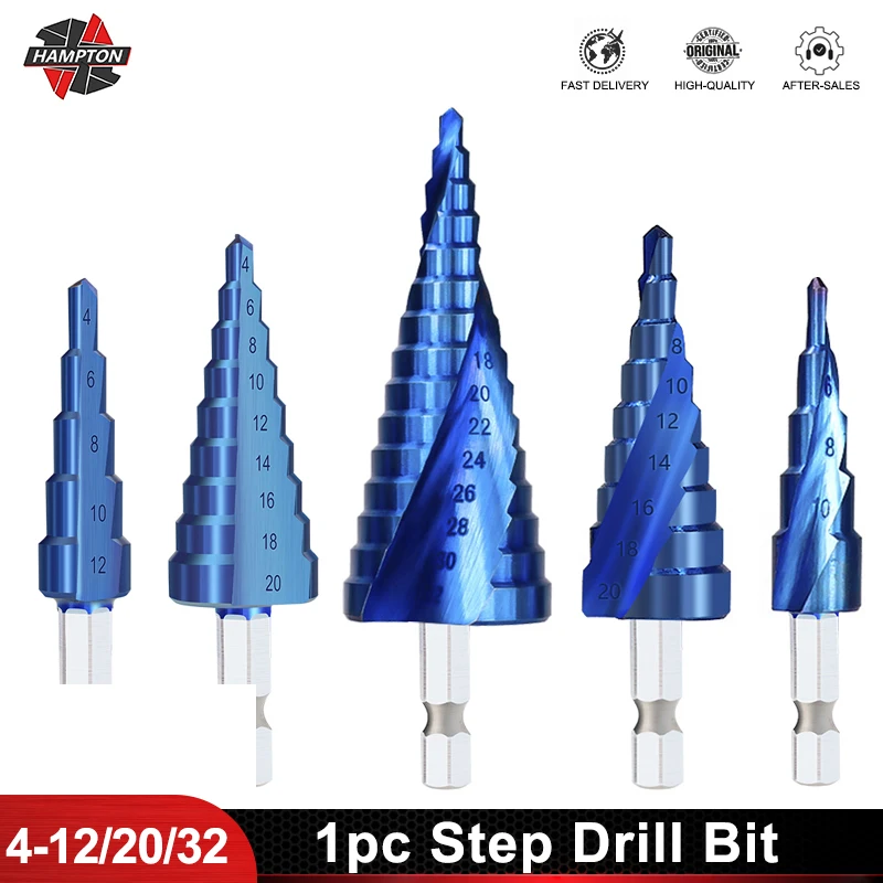 Step Drill Bit HSS 4-12 4-20 4-32mm Nano Blue Coated Step Cone Drill ...