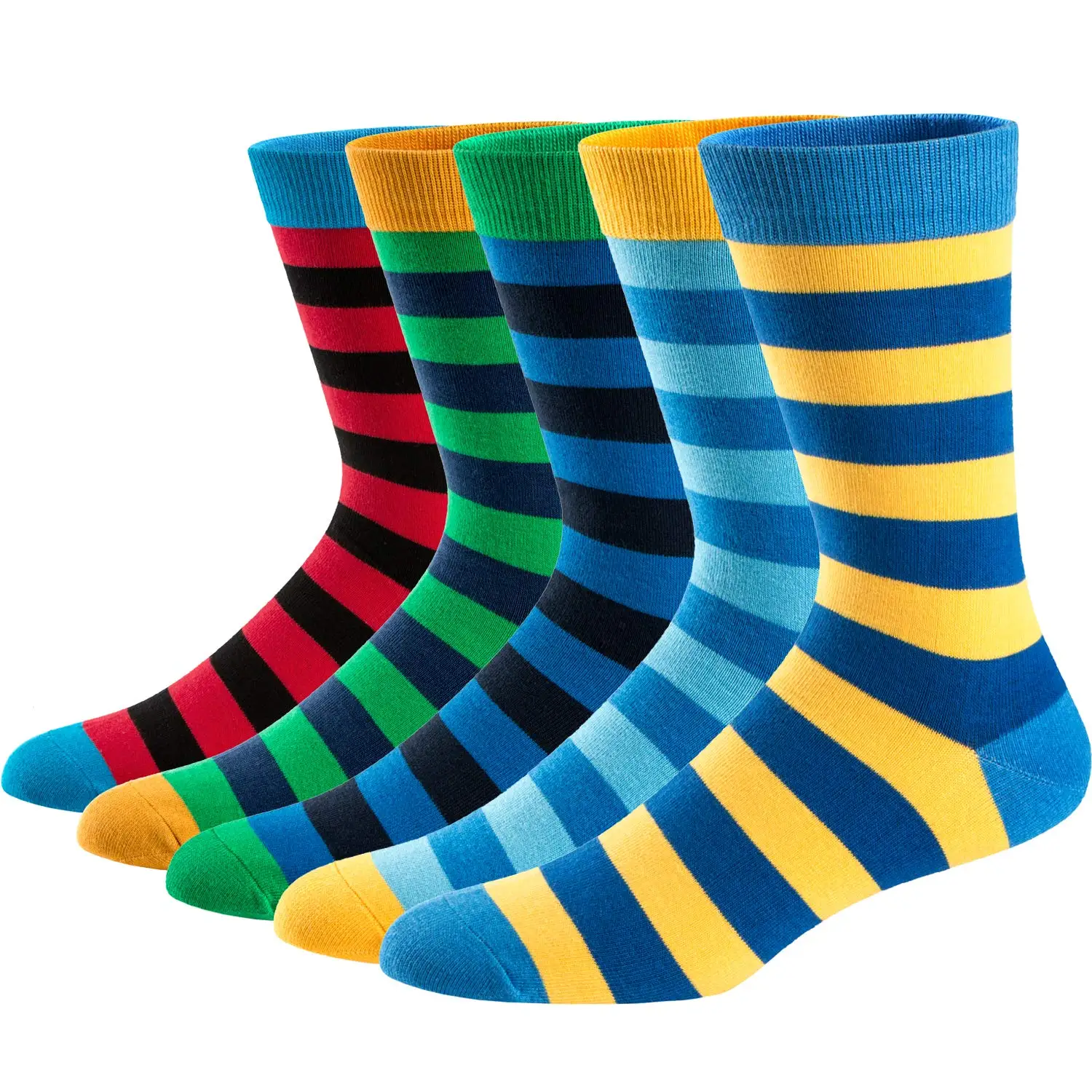 5Pairs-Mens-Fun-Dress-Socks-Pattern-Funny-Socks-Pack-Colorful-Striped ...