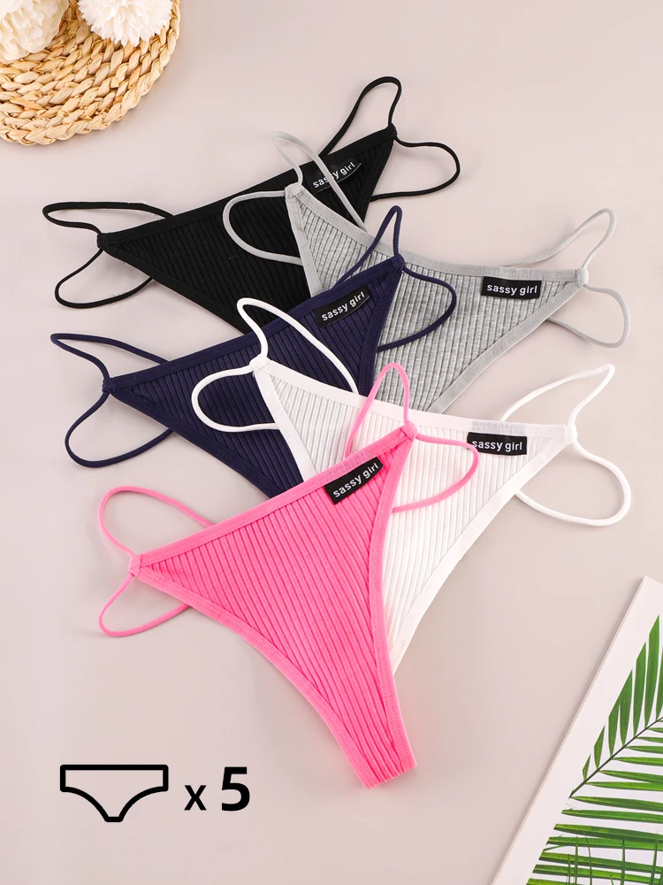ALDOLA 5PCS/Set Sexy Thongs Seamless Cotton Panties Breathable Soft ...