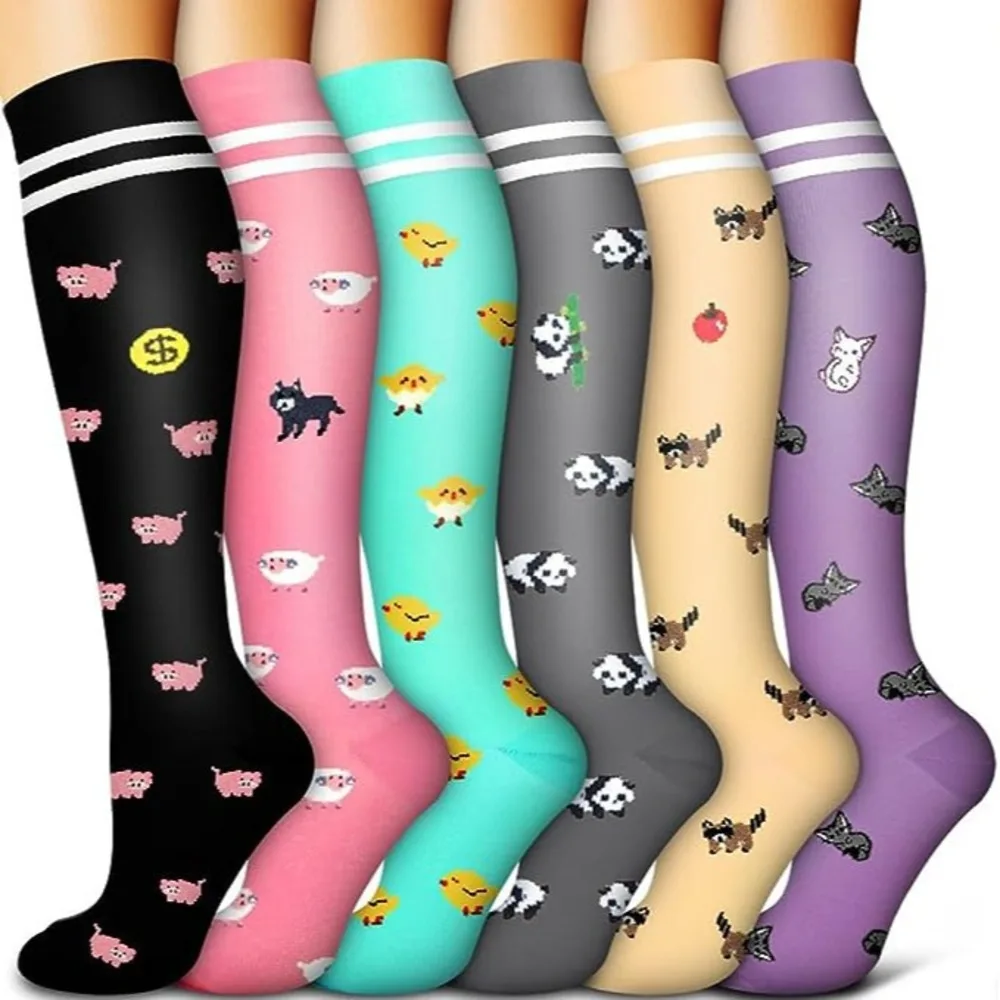 6-Pairs-Lot-Compression-Socks-Colorful-Animals-Hiking-Basketball ...