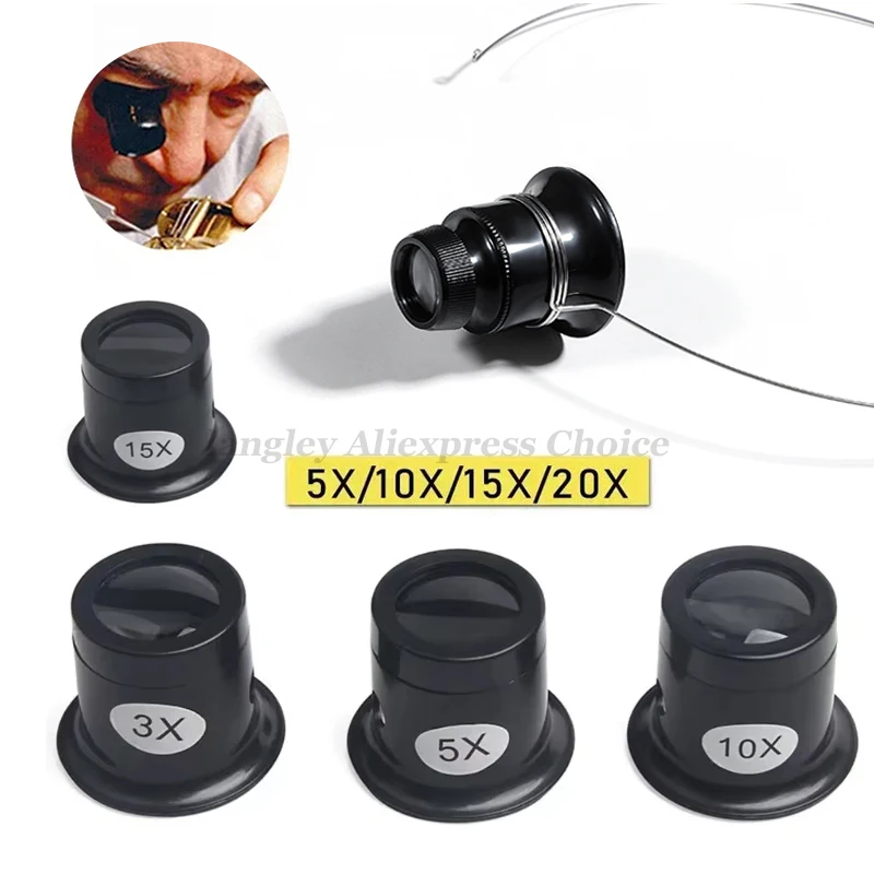 4Pcs/Set Eye Loupe Magnifiers 5x/10x/15x/20x Watch Repair Tool Kit ...