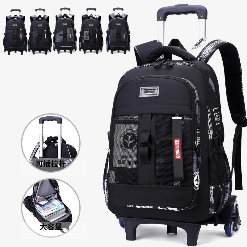 School-Trolley-bag-for-Teenagers-Boy-Kids-Student-Rolling-Backpack ...
