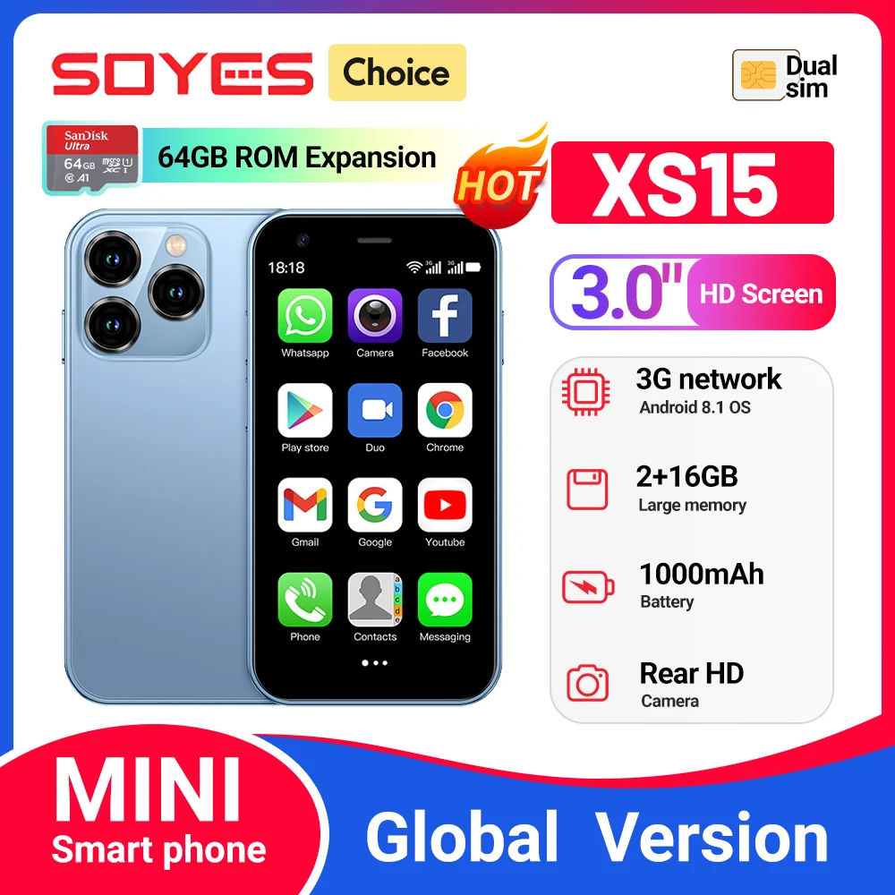 SOYES-XS15-Mini-Android8-1-Smart-Phone-3-0-Inch-Display-2GB-RAM-16GB ...