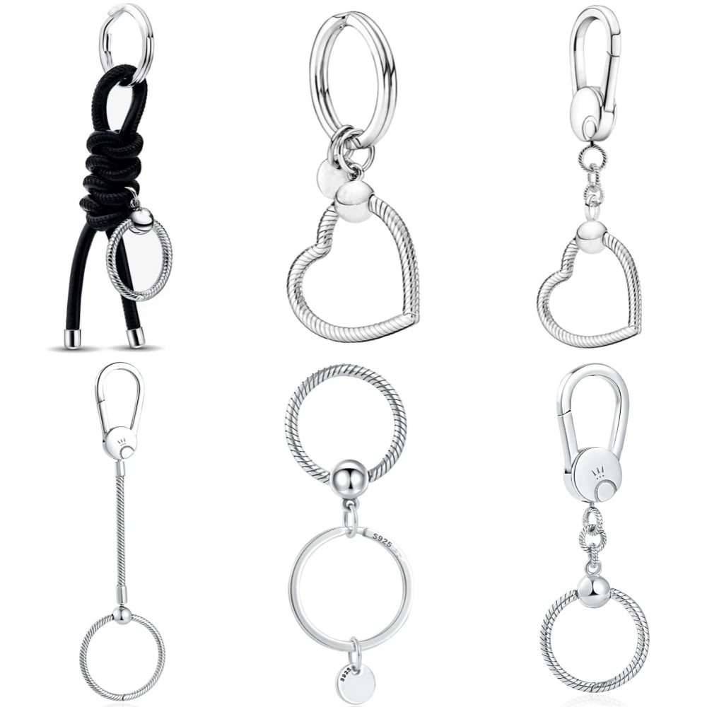 925-Silver-Plated-Key-Ring-Double-Circle-Fit-Pandora-DIY-Charm-Ring ...