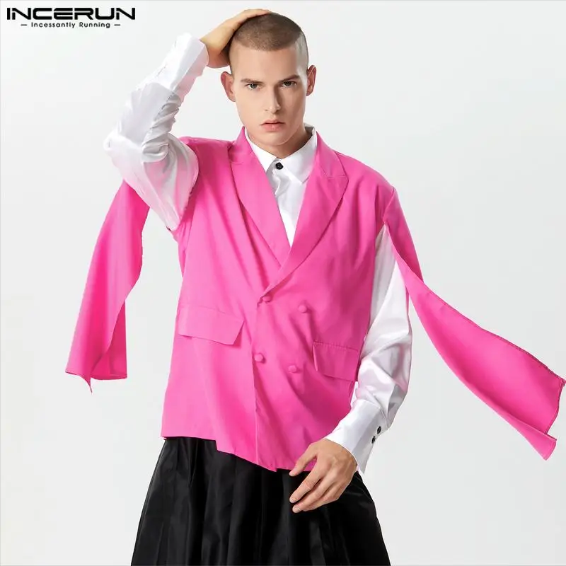 INCERUN-Blazer-de-lapela-monocrom-tico-masculino-ternos-casuais-com ...