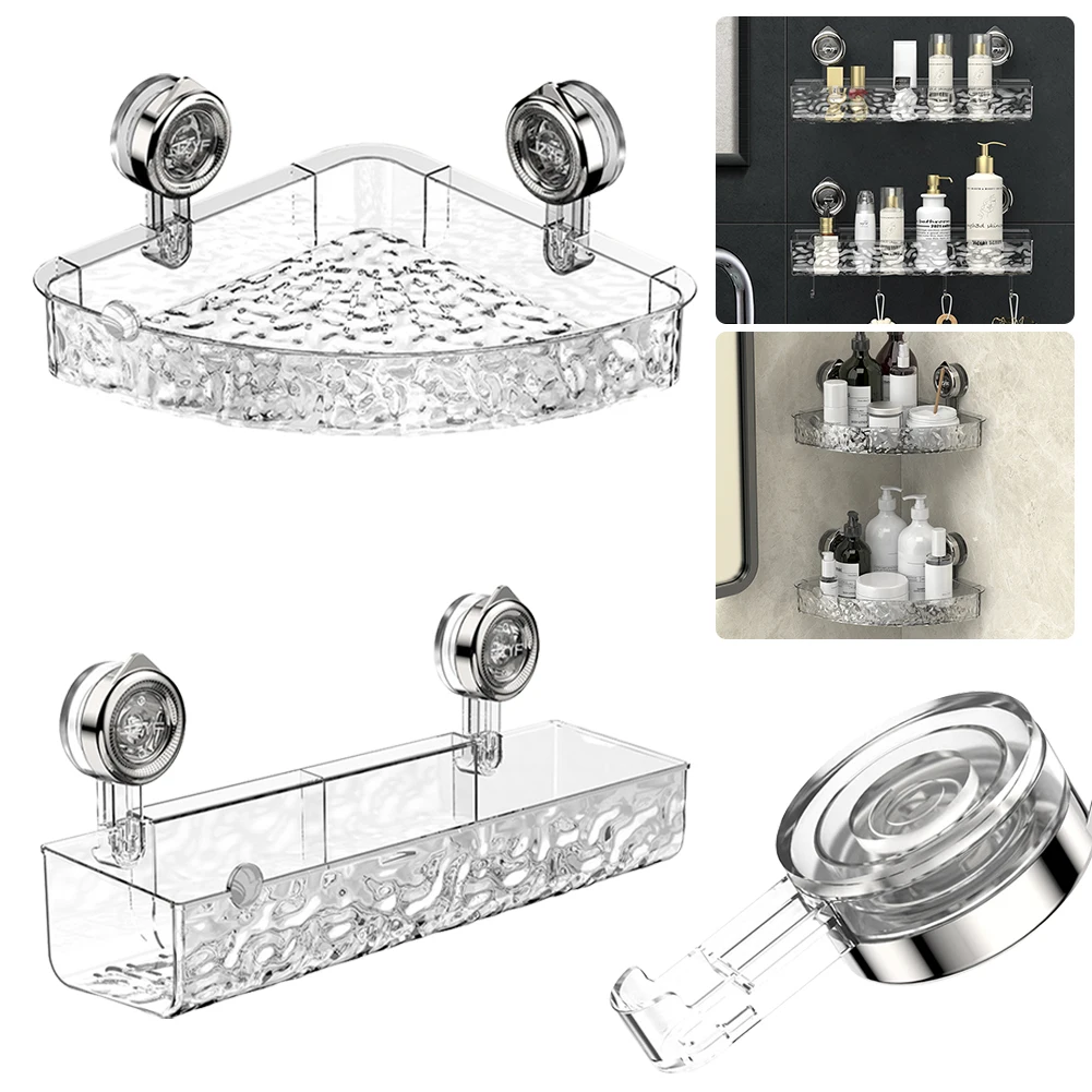 Wall-Mounted-Organizer-Shelf-Glacier-Pattern-No-Drill-Clear-Wall-Caddy ...