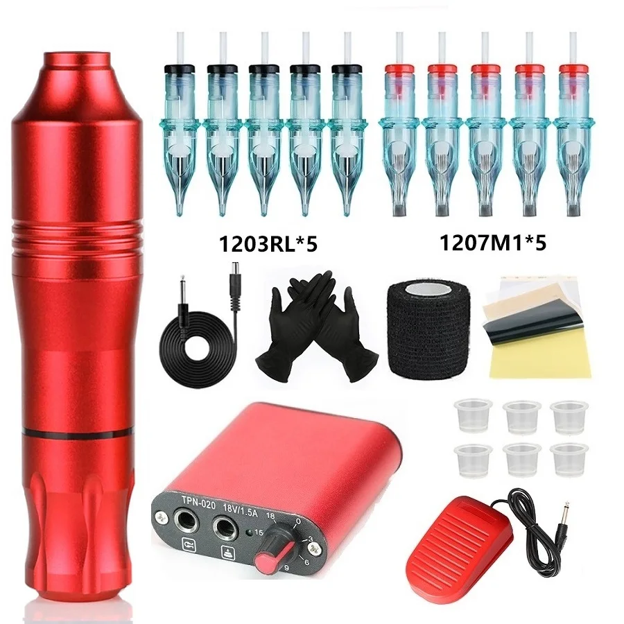 Permanent-Makeup-Machine-For-Tattoo-Artist-With-10pc-Cartridges-Needles ...