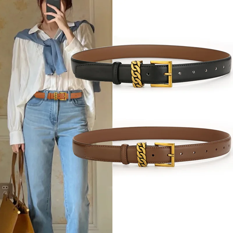 New-Genuine-Leather-Women-s-Vintage-Style-Belt-Waist-Slim-Cowhide-Belt ...