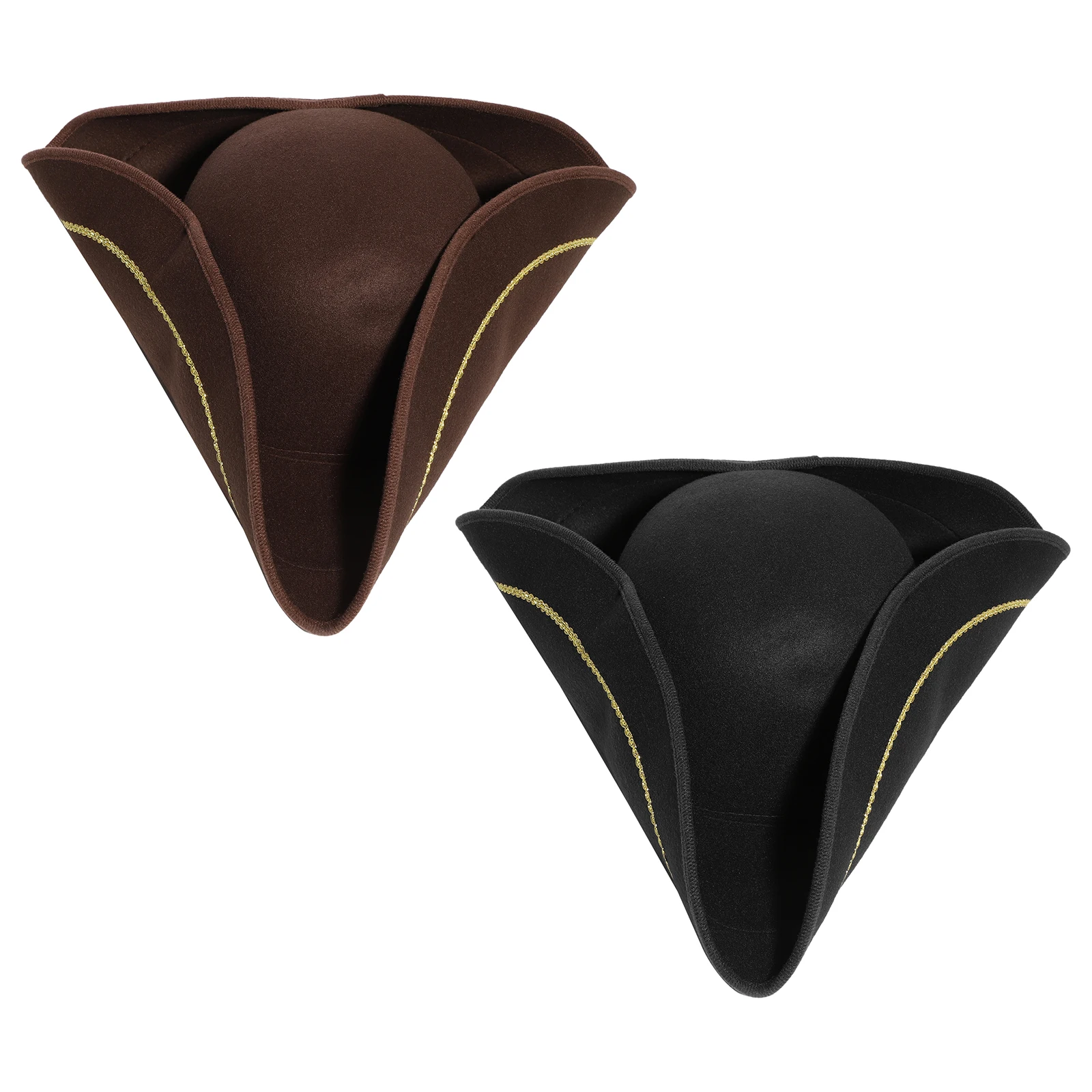 Black Brown Pirate Hat Caribbeans Tricorn Pirate Hat Halloween Cosplay ...
