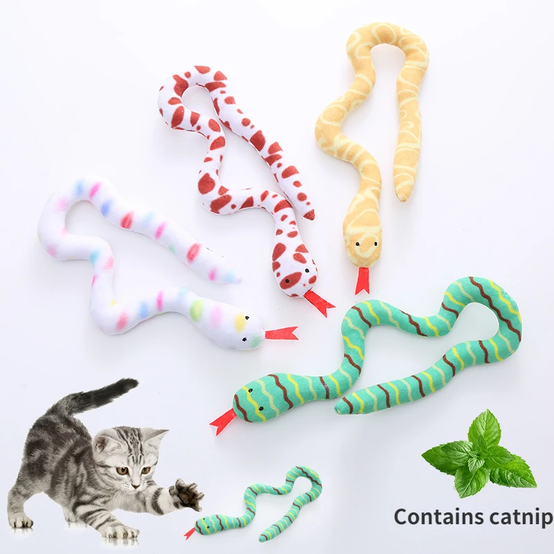 Catnip Toy Interactive Toy Plush Cat Toy Gluttonous Snake Bite ...